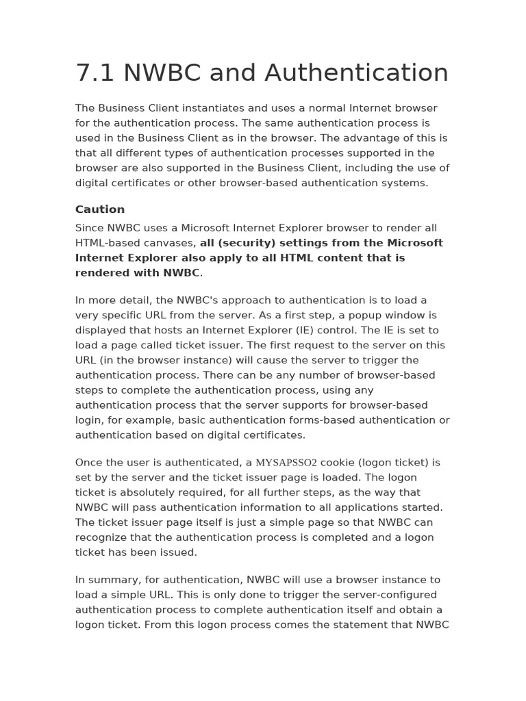 7.1 NWBC and Authentication | PDF | Http Cookie | Internet Explorer