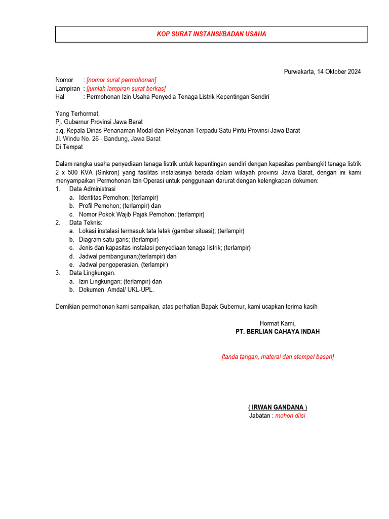 Bentuk Formulir Dan Surat Iuptls RS Siloam Purwakarta. | PDF