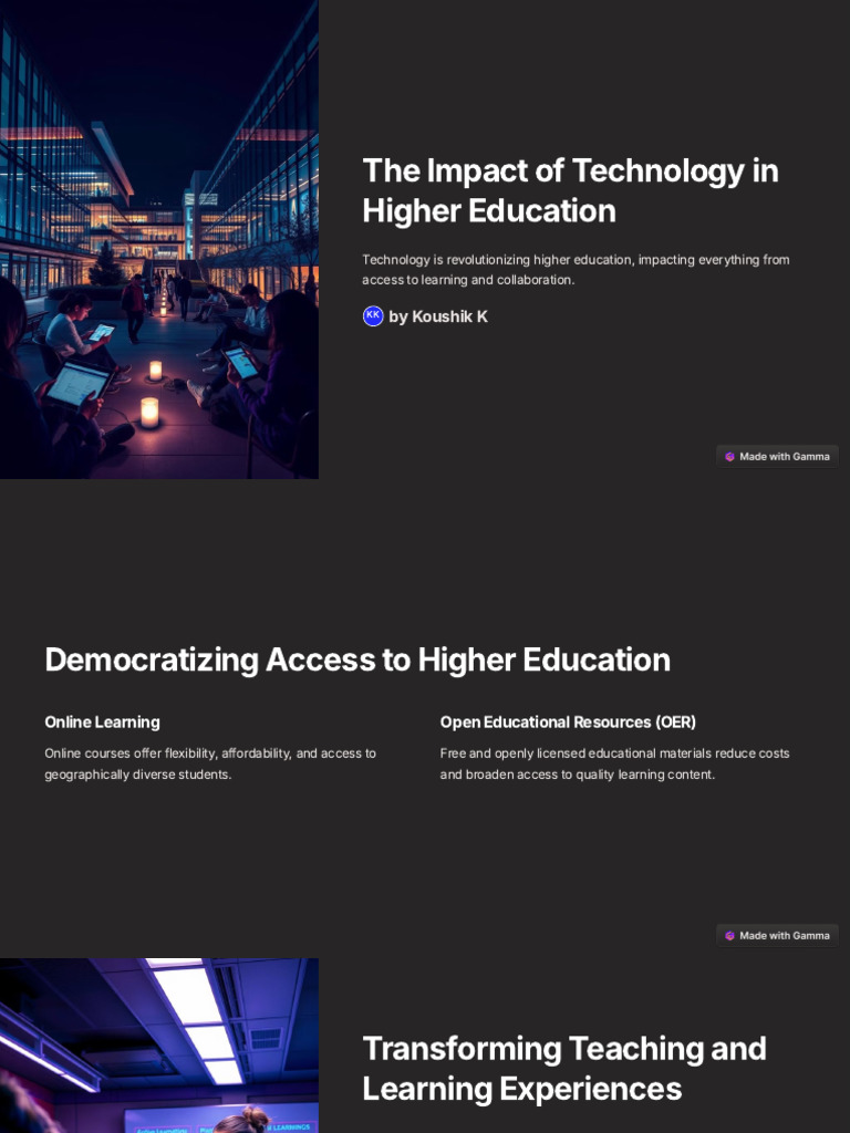 Technology's Role in Higher Education | PDF | Educational Technology ...