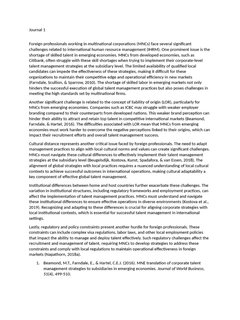 IHRM 4 Main Journals Summary | PDF | Performance Appraisal | Economies