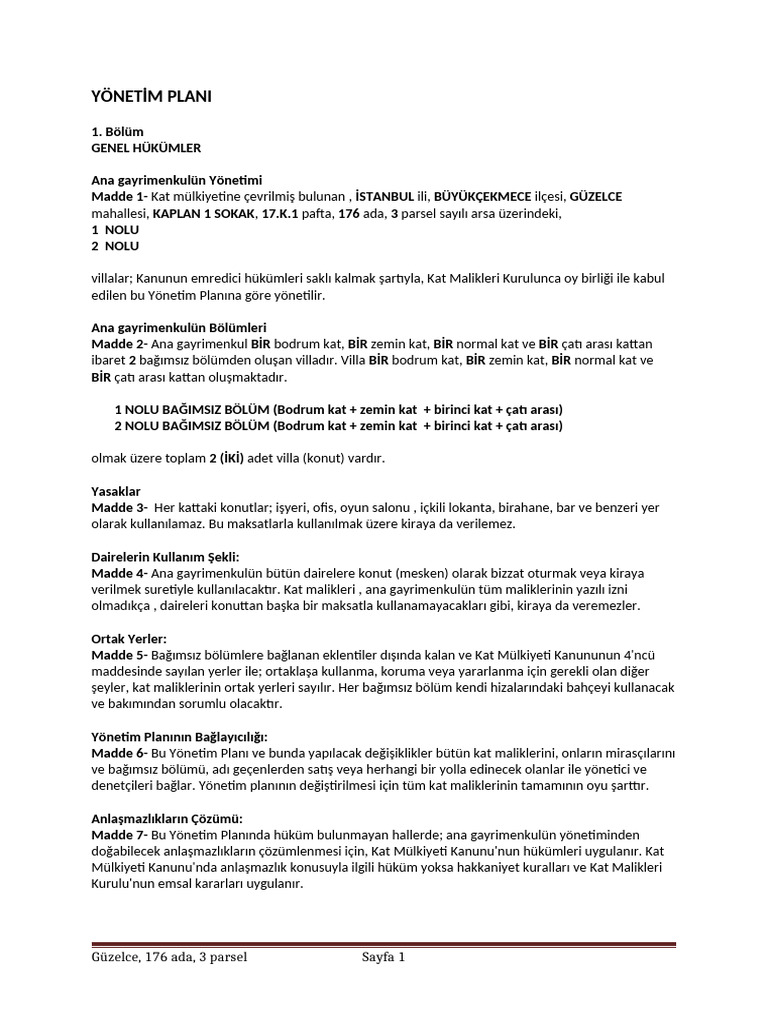 Yöneti̇m Plani | PDF