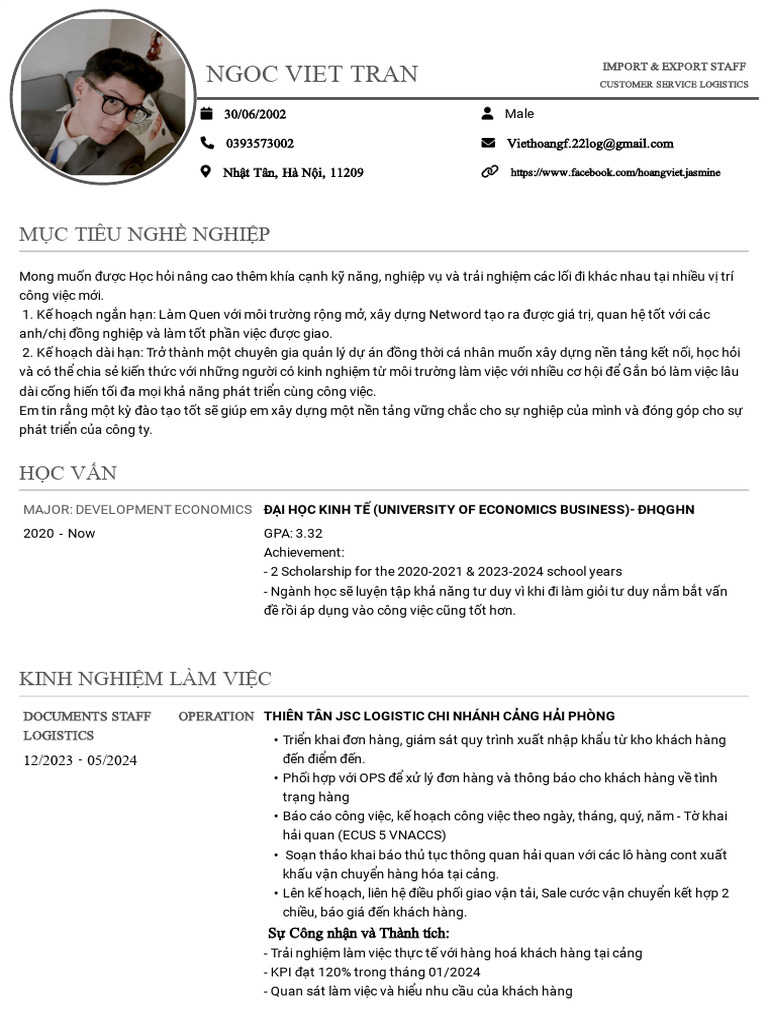 CV NGOC VIET TRAN - Hoangviet - Resume Template-TopCV - vn-4 | PDF