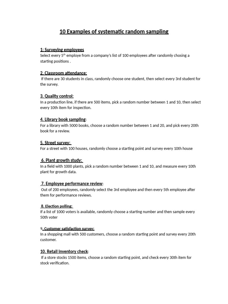 Real-Life Systematic Sampling Examples | PDF | Sampling (Statistics ...