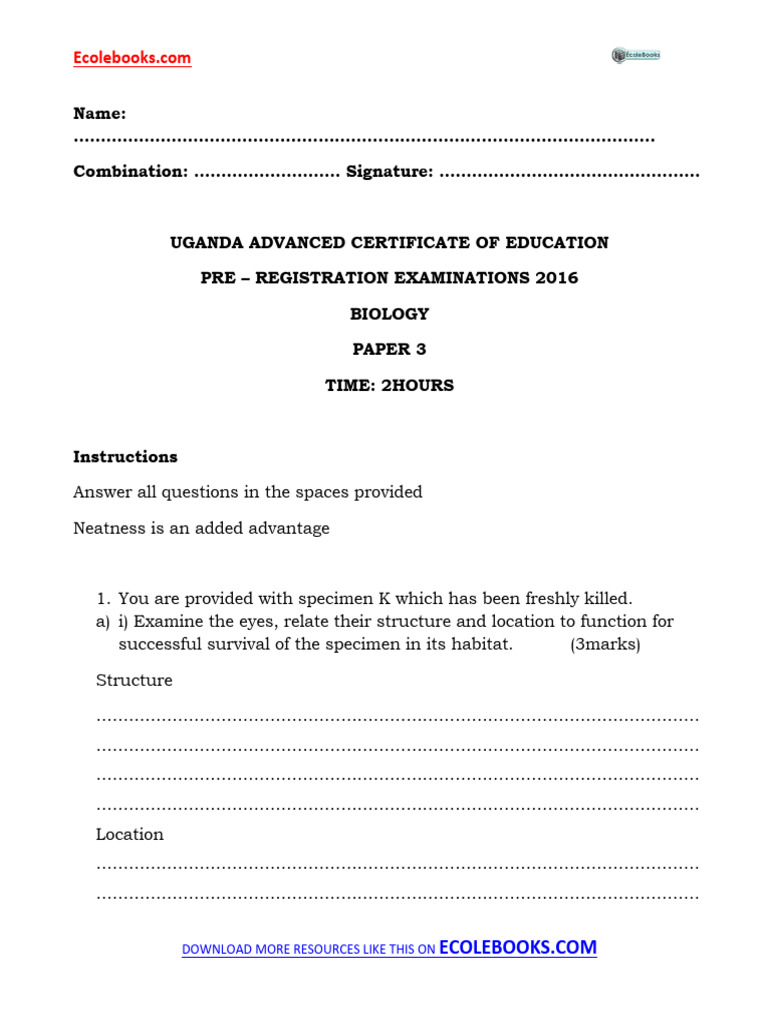 Reg Bio PP3 S. 6 | PDF | Zoology | Biology