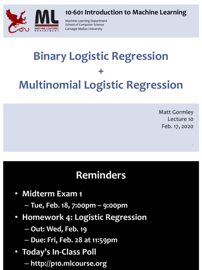 Logistic Regression in Machine Learning | PDF | Logistic Regression ...