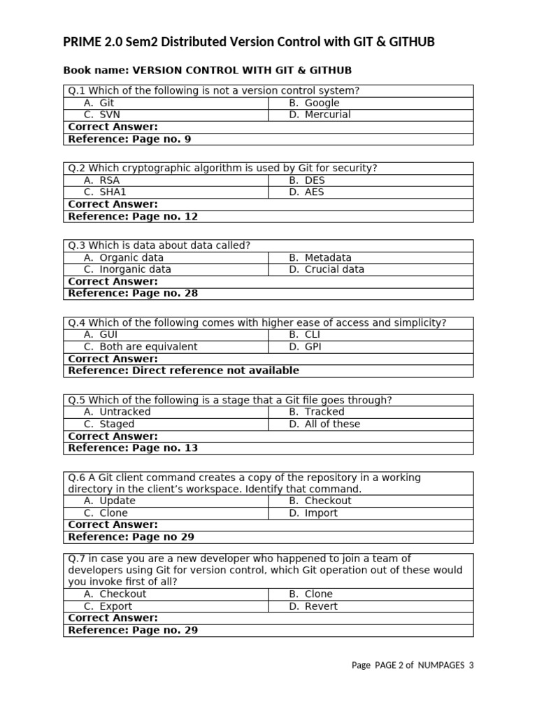 Git & GitHub Quiz for Developers | PDF | Version Control | Directory (Computing)