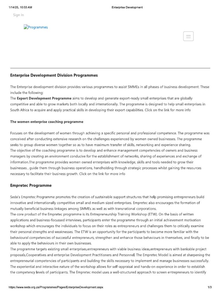 Seda Enterprise Development | PDF