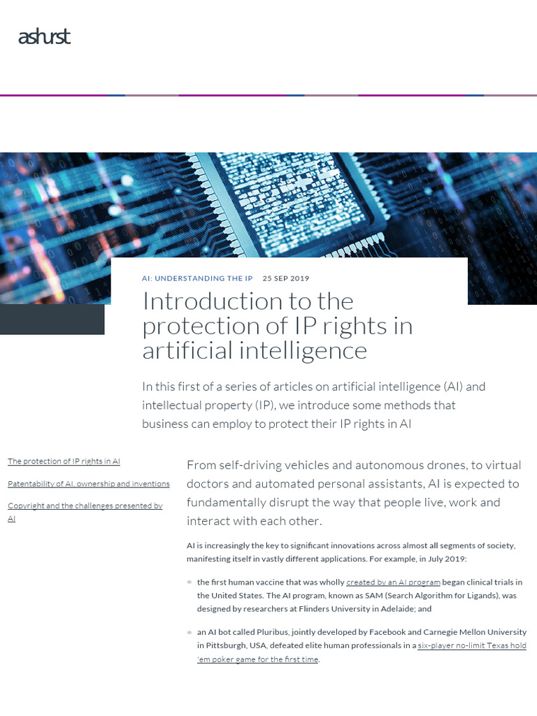 Ip Focus On Ai Introduction To Protection of Ip Rights in Artificial ...