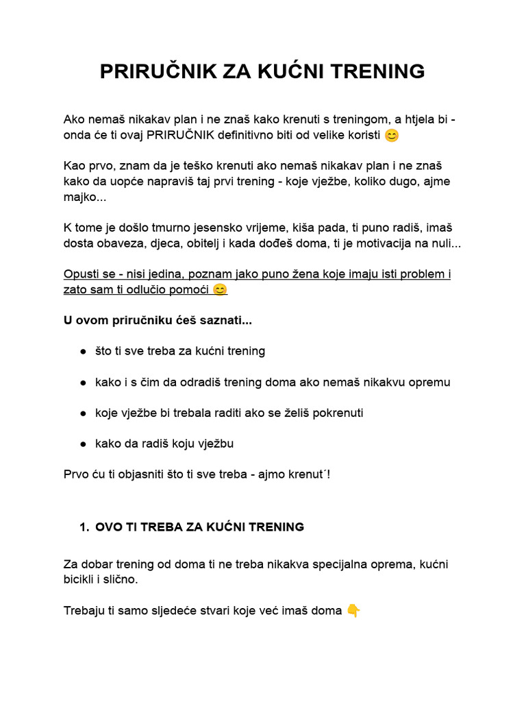 PRIRUČNIK ZA KUĆNI TRENING (1) | PDF