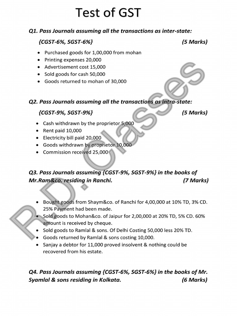 GST Test | PDF