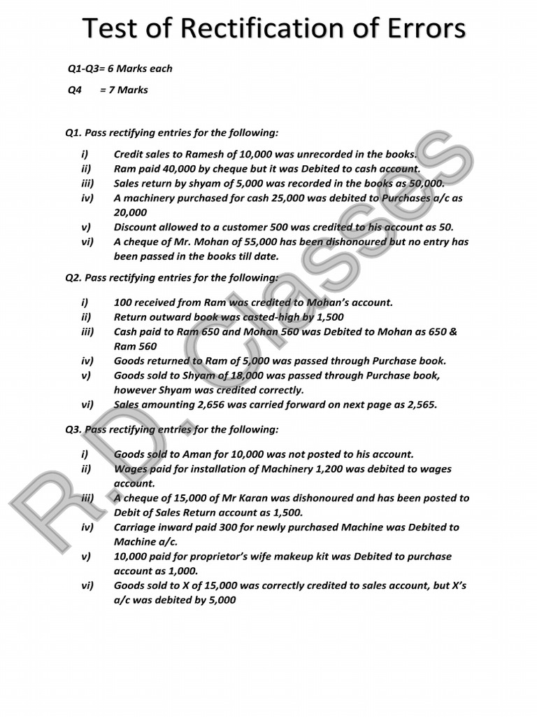 Rectification Test.RD Classes | PDF