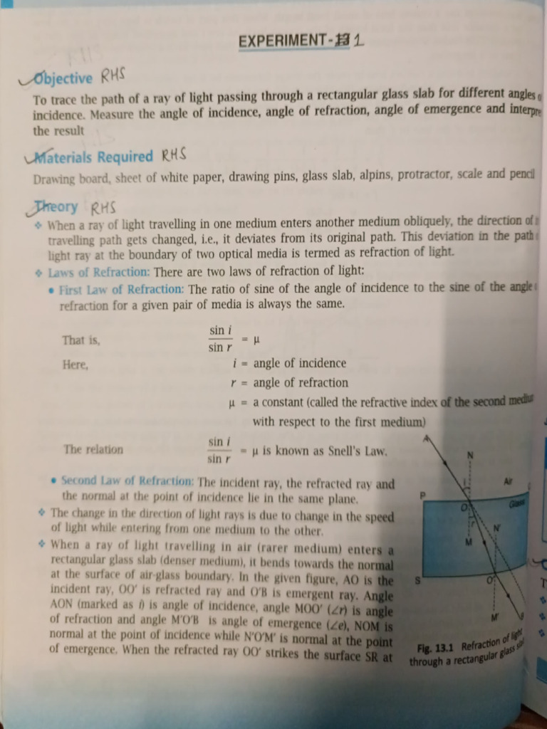 Class 10 Physics Practical File | PDF | Mirror | Refraction