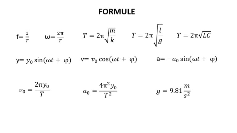 FORMULE Ispit 4 Cjelina Titranje | PDF