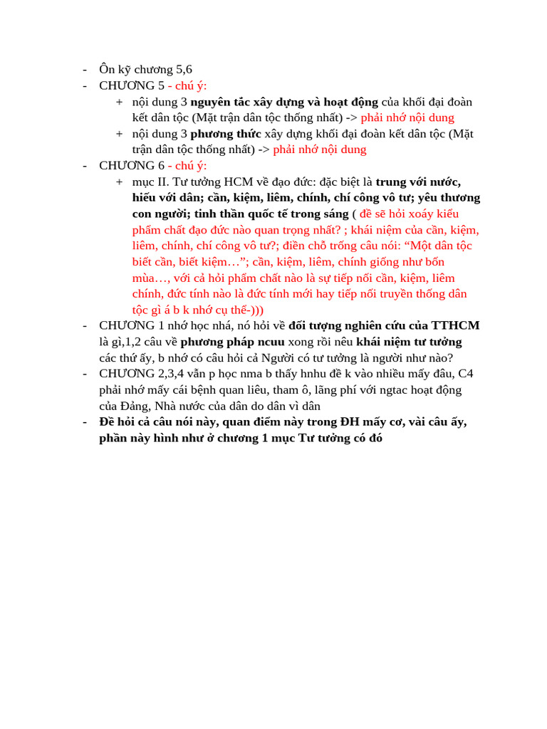 Dặn dò TTHCM | PDF