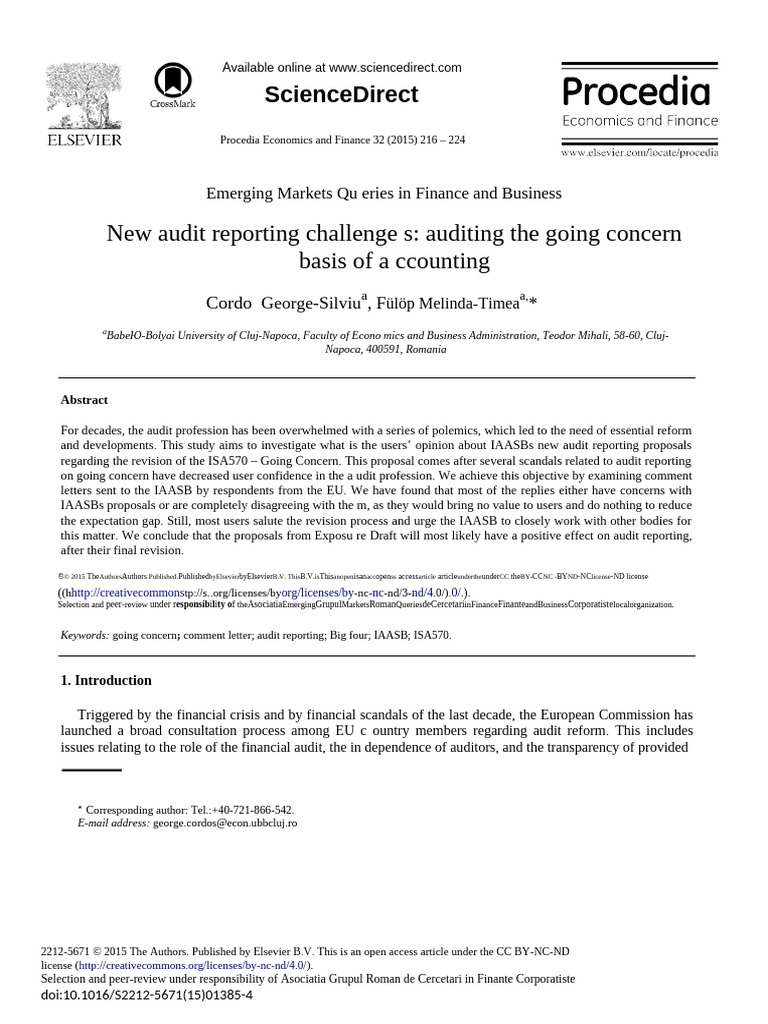 Audit Reporting and Going Concern Issues | PDF | Going Concern | Audit