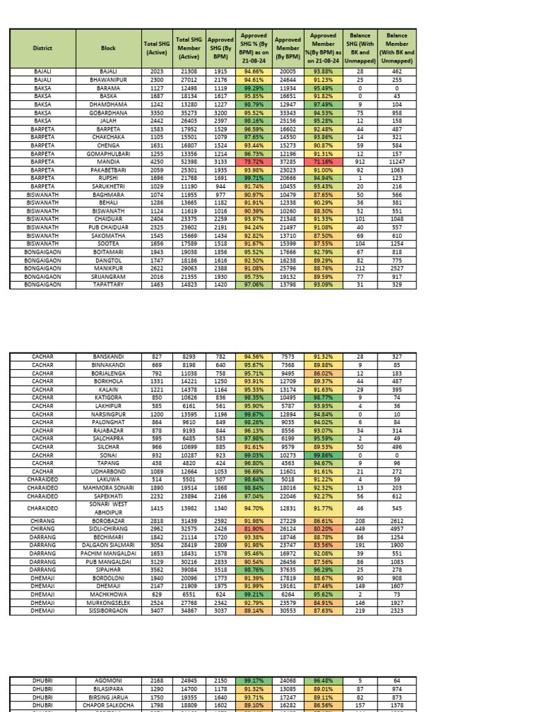 P02 - Block Wise SHG Profile Monitoring Report (21-08-24) | PDF