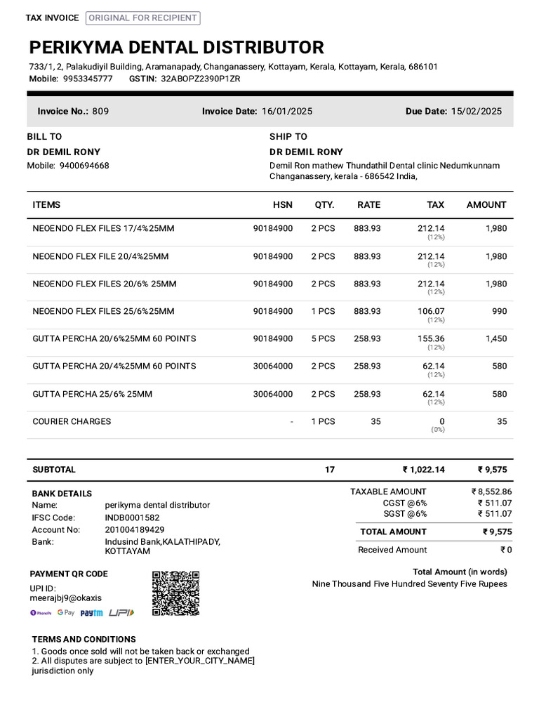 DR Demil Rony Sales Invoice 809 | PDF | Invoice | Taxation
