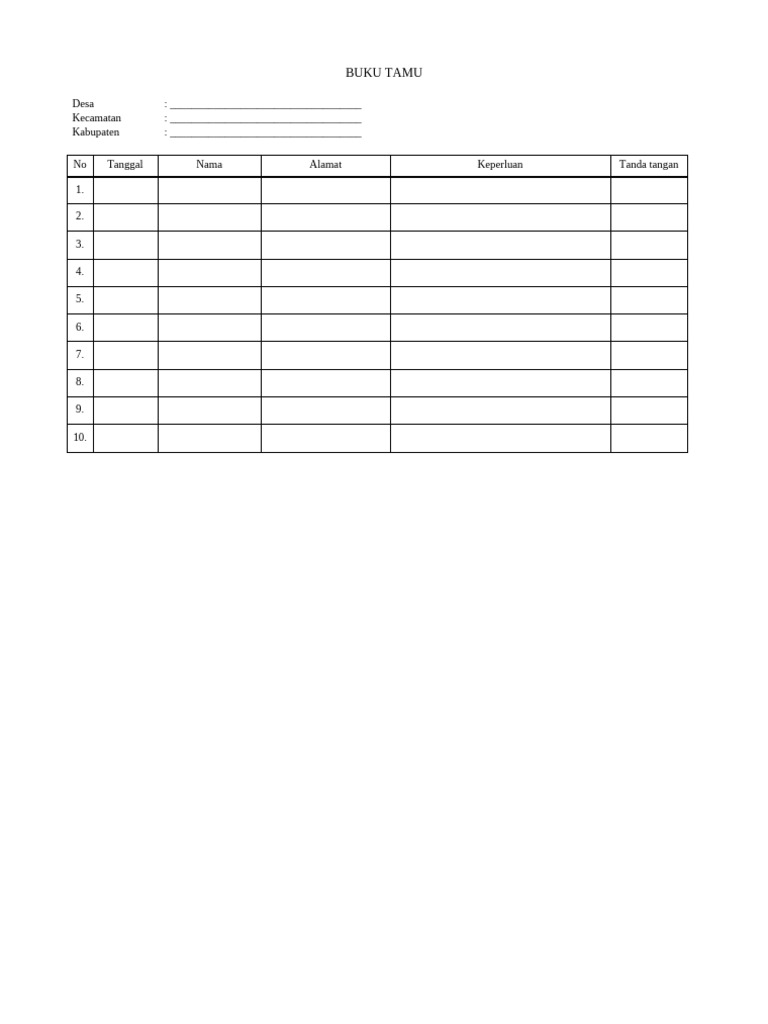 Format Buku Tamu | PDF