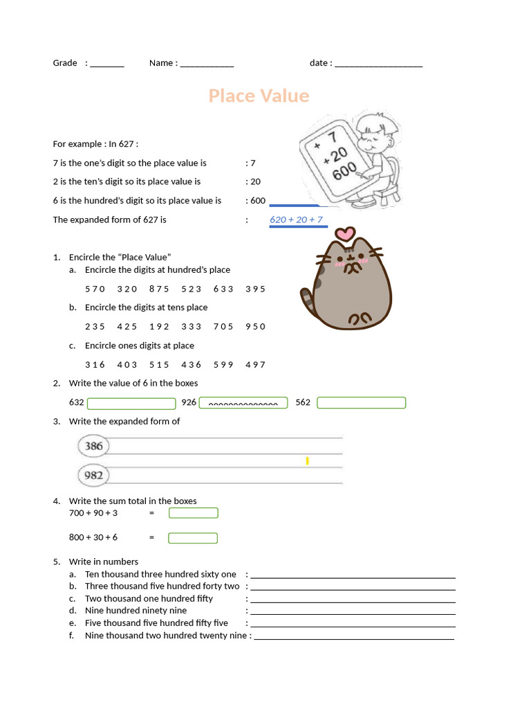 P1 place value 1 | PDF
