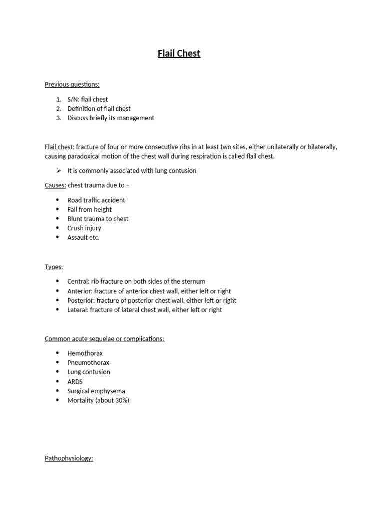 Chest Trauma Flail Chest Pdf Thorax Medical Specialties