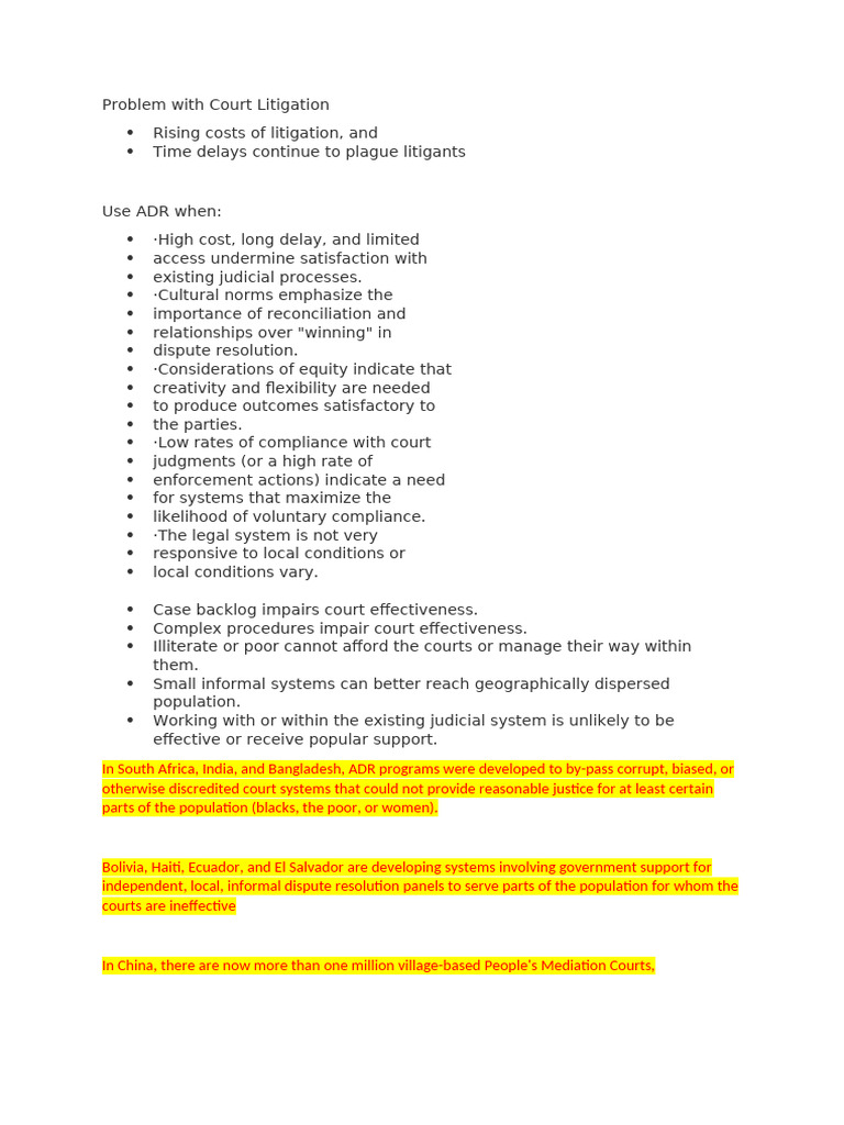 Benefits of Alternative Dispute Resolution | PDF | Alternative Dispute ...