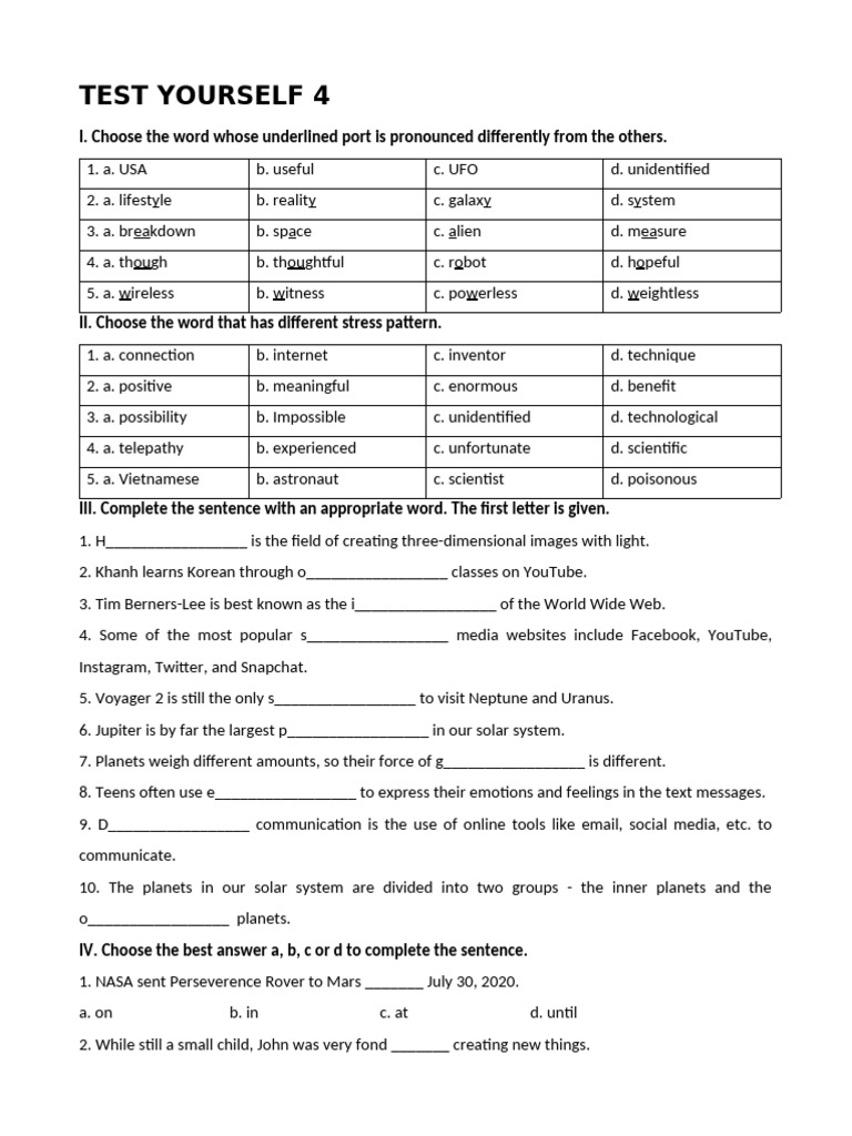 12.4. Test Yourself 4 Global Success 8 | PDF | Extraterrestrial Life ...