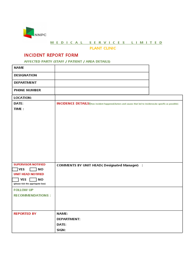 INCIDENCE FORM NMSL PC_074222 | PDF