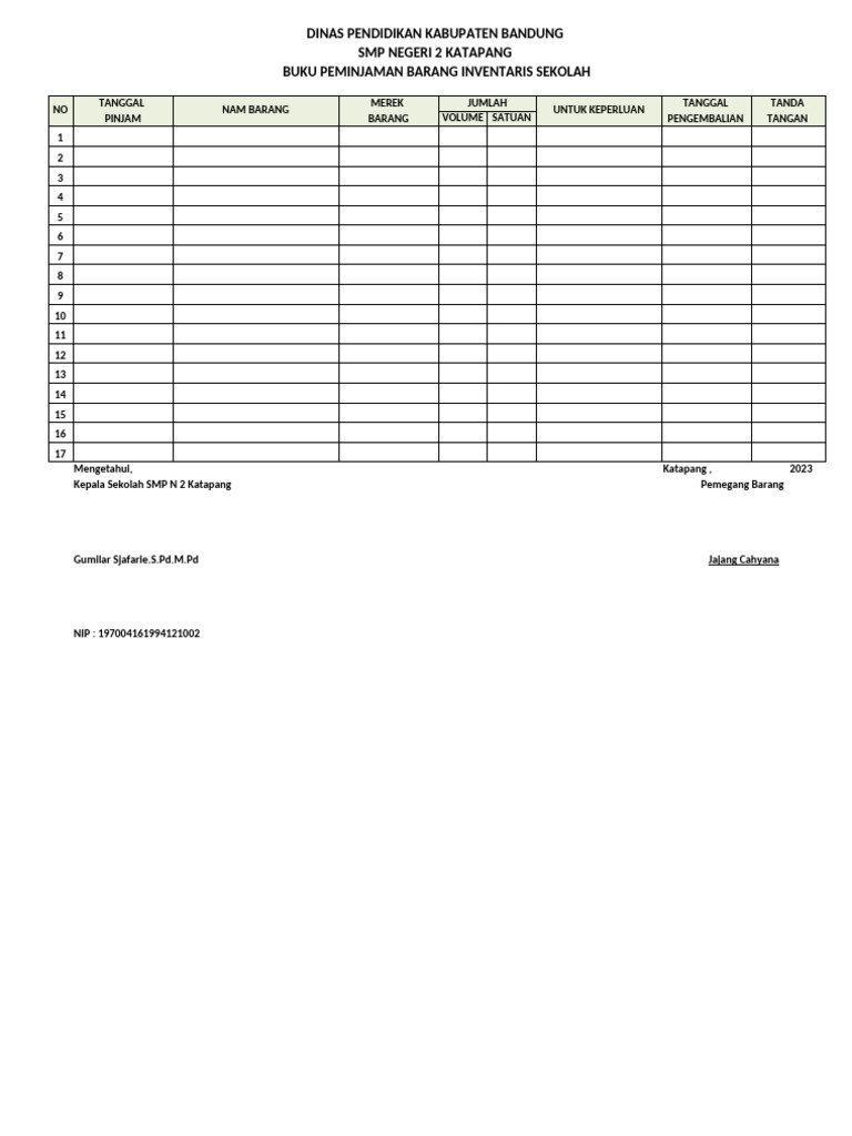 Buku Peminjaman | PDF