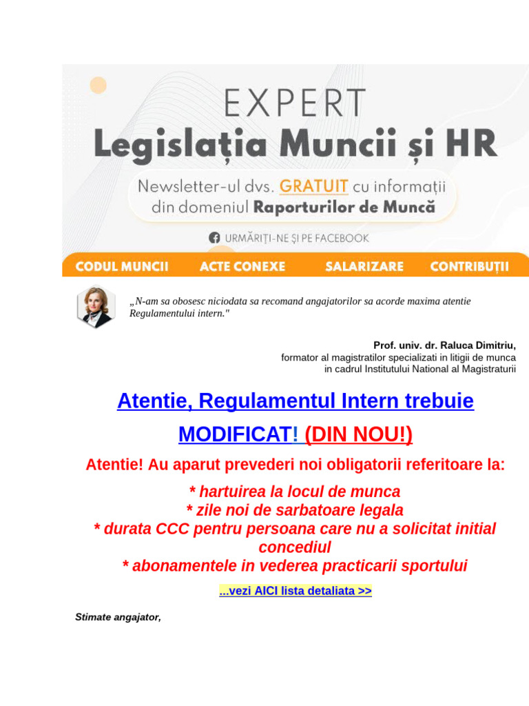 Reguli Pentru Regulament Intern de Functionare 2025 | PDF