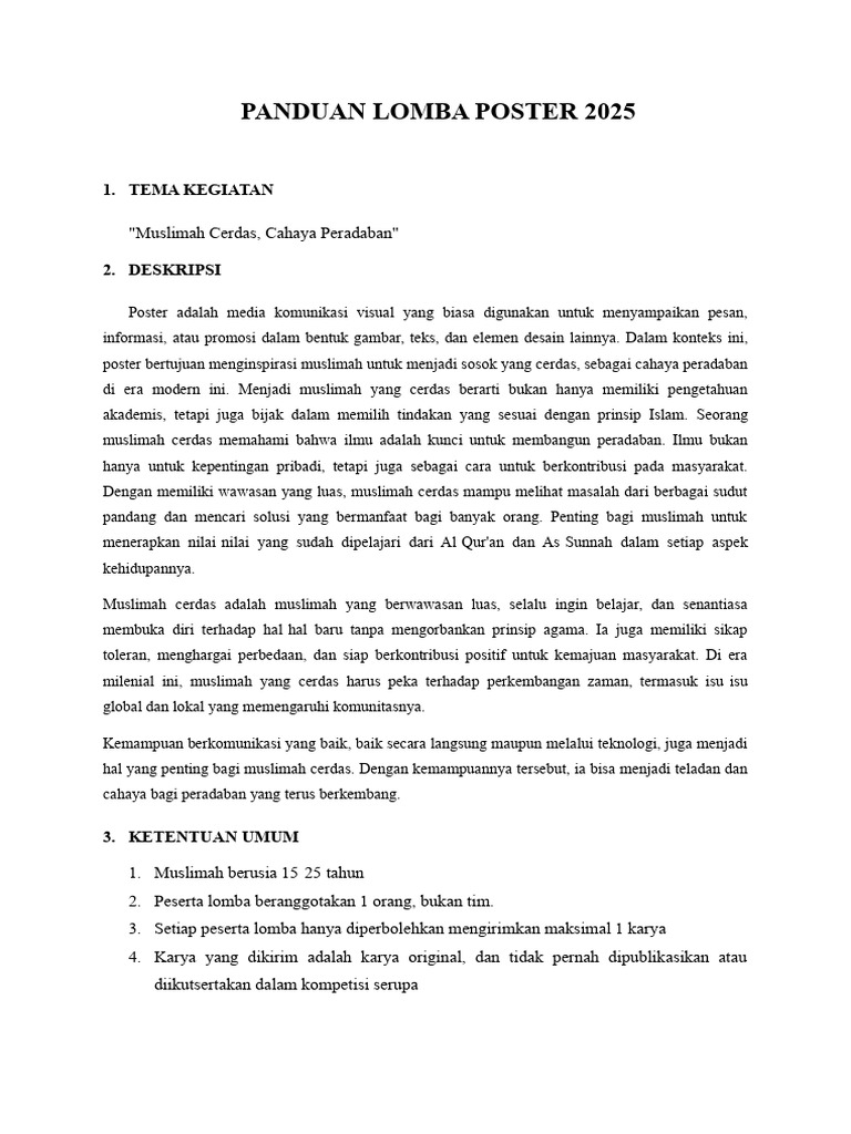 Panduan Lomba Poster Digital 2025 | PDF