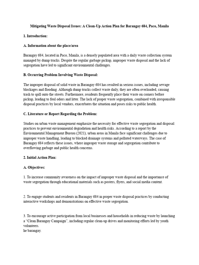 Action Plan Group 3 | PDF | Waste Management | Waste