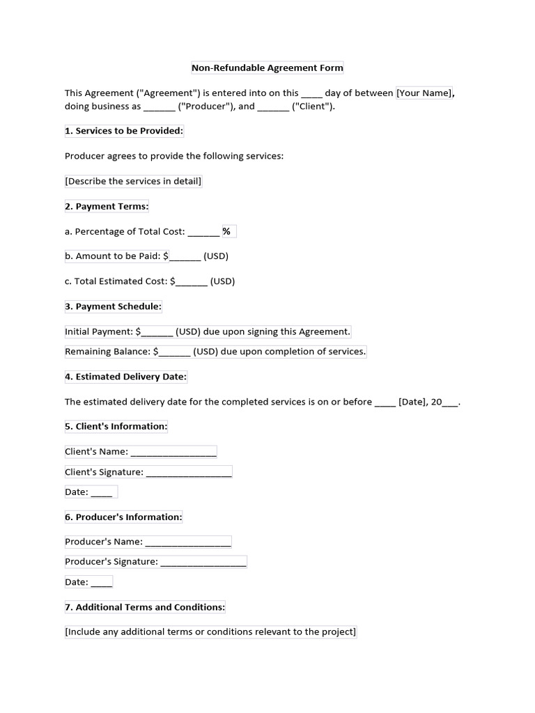 Free Aggrement Form Template @rvmen | PDF