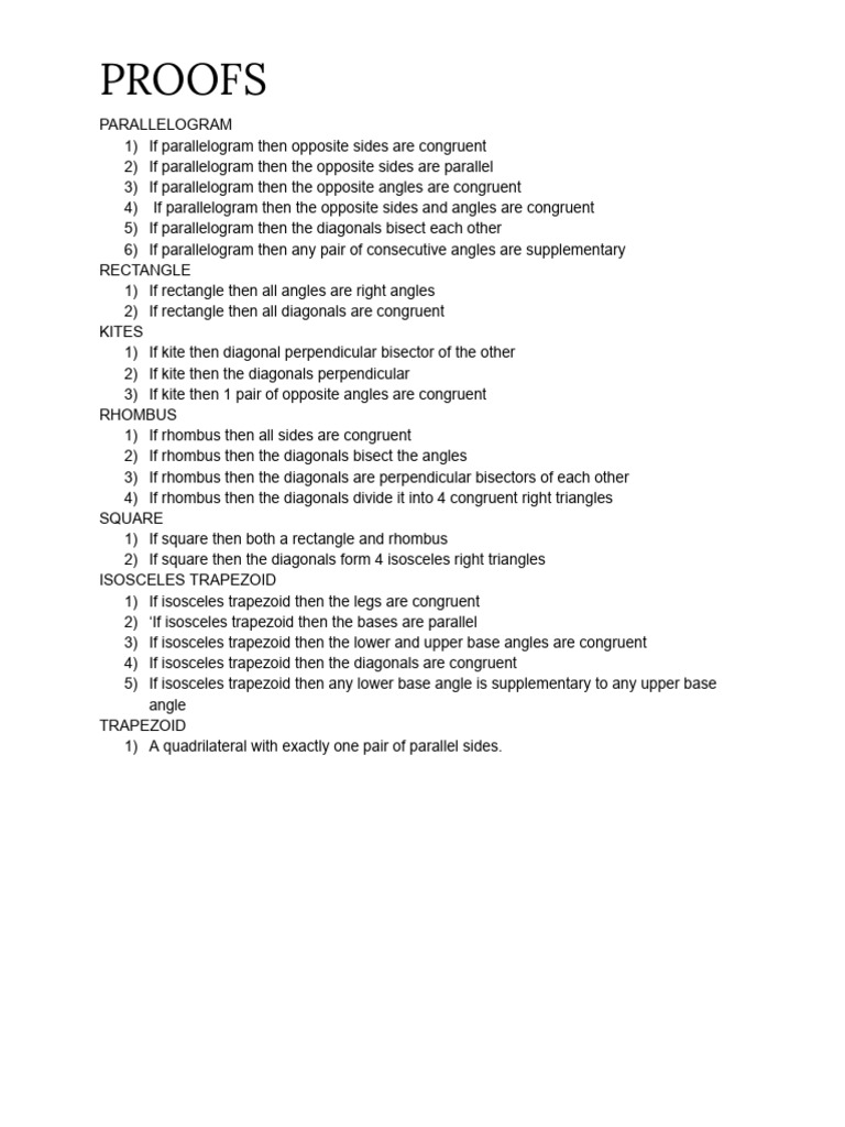 proofs list of basic theorms | PDF