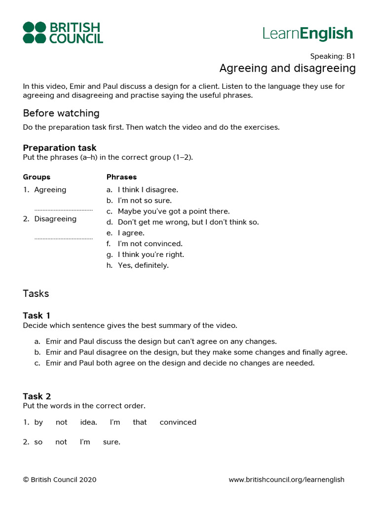 Agreeing and Disagreeing | PDF