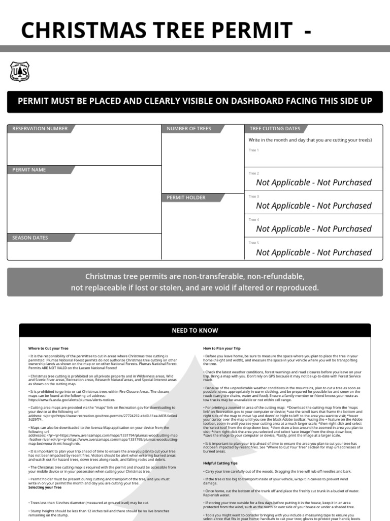 Plumas County Christmas Tree Permit Guide | PDF | Trees