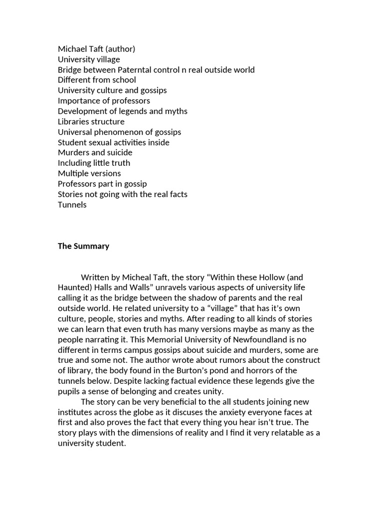 Michael Taft (Summary) | PDF