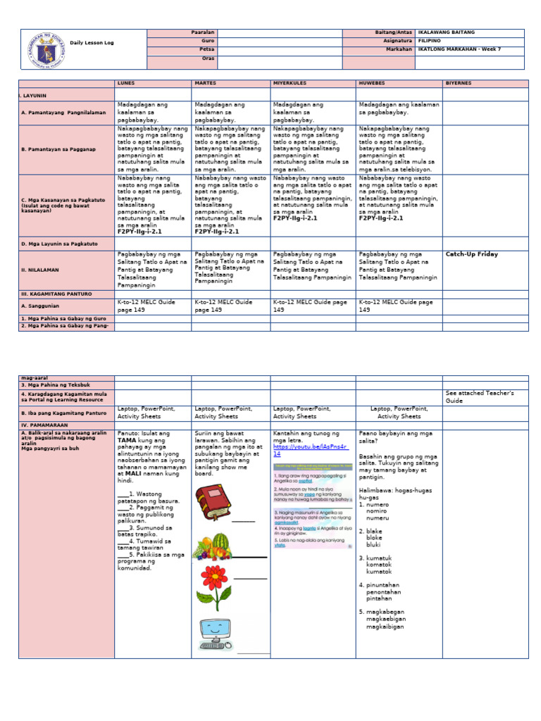 Q3 WEEK7 DLL FILIPINO Grade 2 | PDF