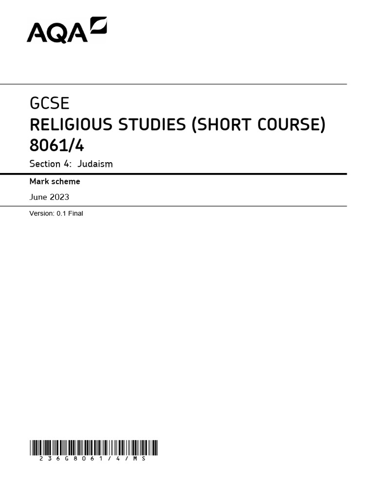 AQA 8061 4 Final MS Jun23 v1.0 | PDF | Covenant (Biblical) | Mitzvah