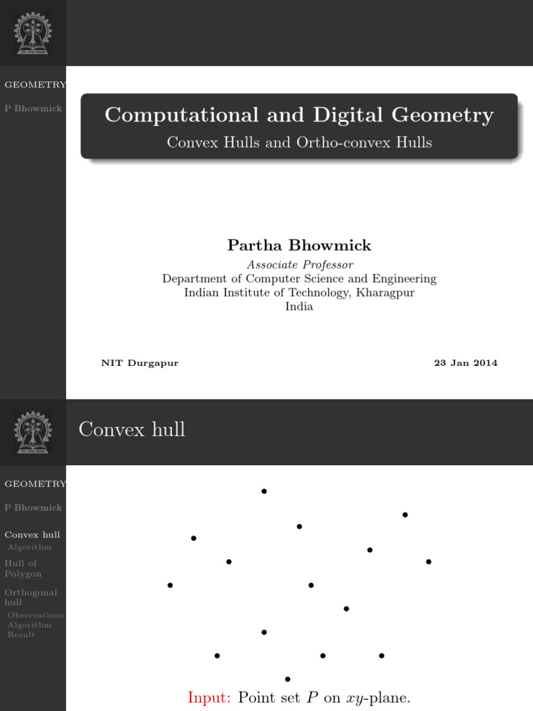 Convex Hull Talk Nit DGP 2014a | PDF | Vertex (Geometry) | Algorithms