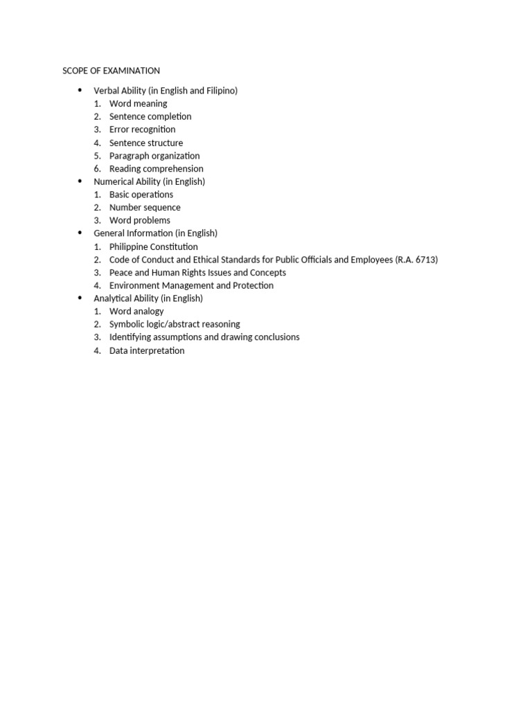 Examination Scope Overview | PDF