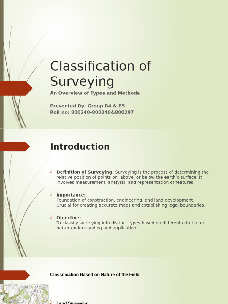 Types and Methods of Surveying | PDF | Surveying | Geographical Technology