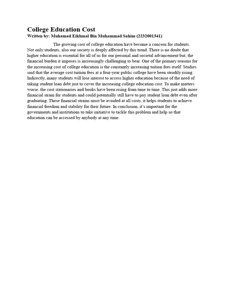 College Education Cost Paragraph | PDF