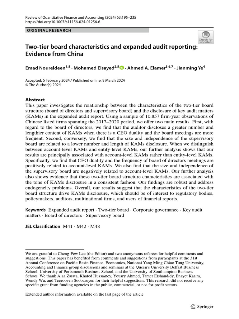 Twotier Board Characteristics and Expanded Audit Reporting Evidence ...