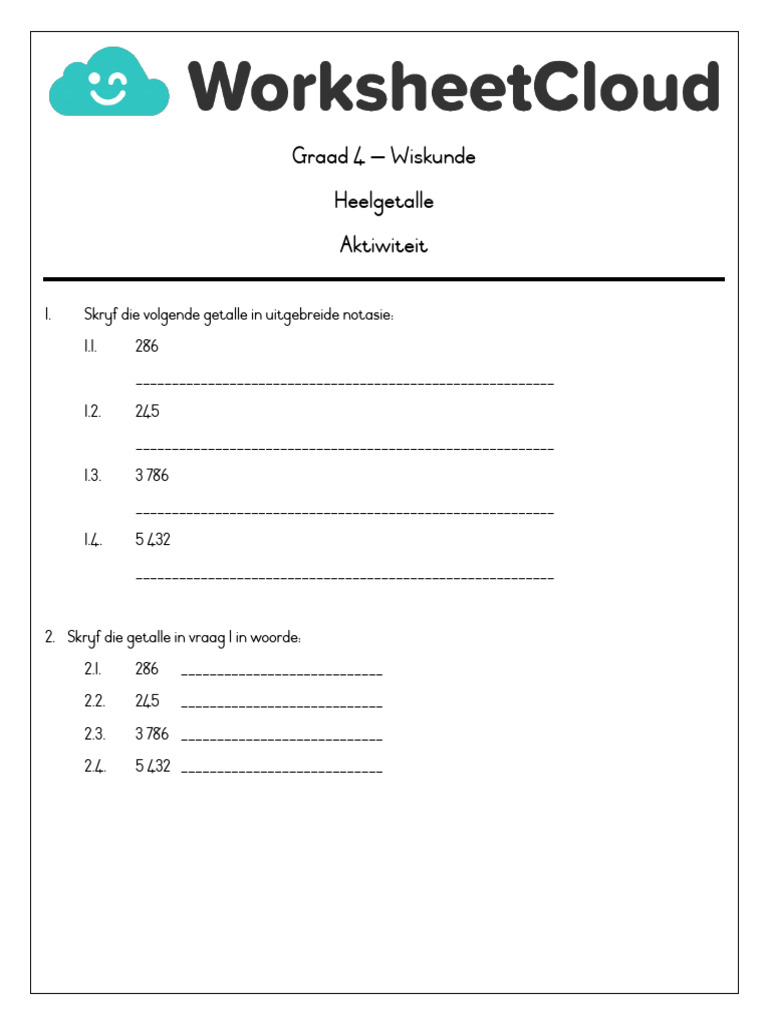 WSC Gr4 Wisk Heelgetalle 1 ws1 | PDF