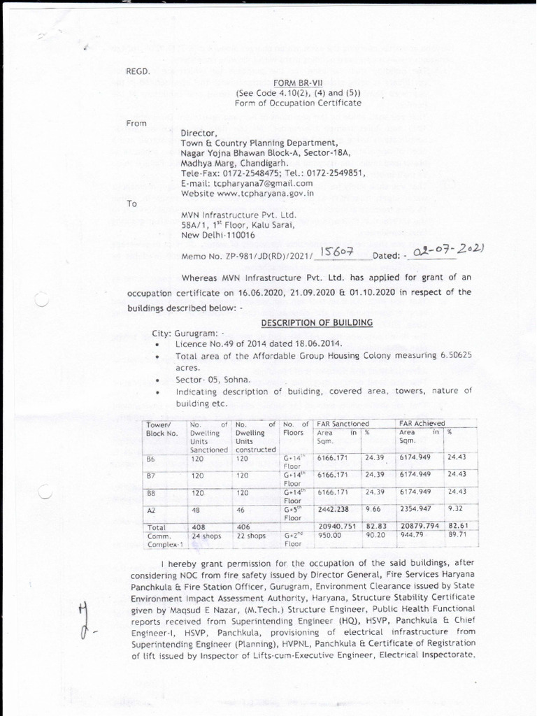 Occupation Certificate MVN | PDF