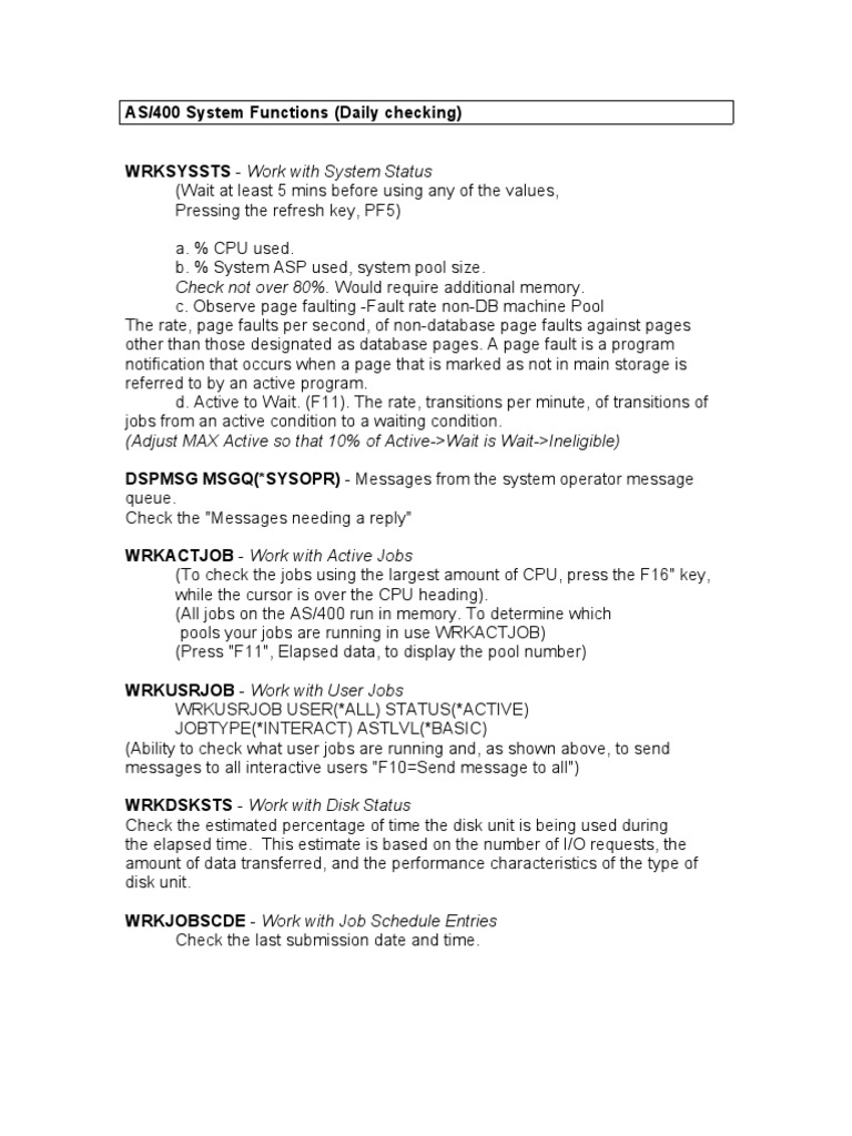 AS400 Daily Admin Commands | Download Free PDF | Computer Data Storage | Library (Computing)