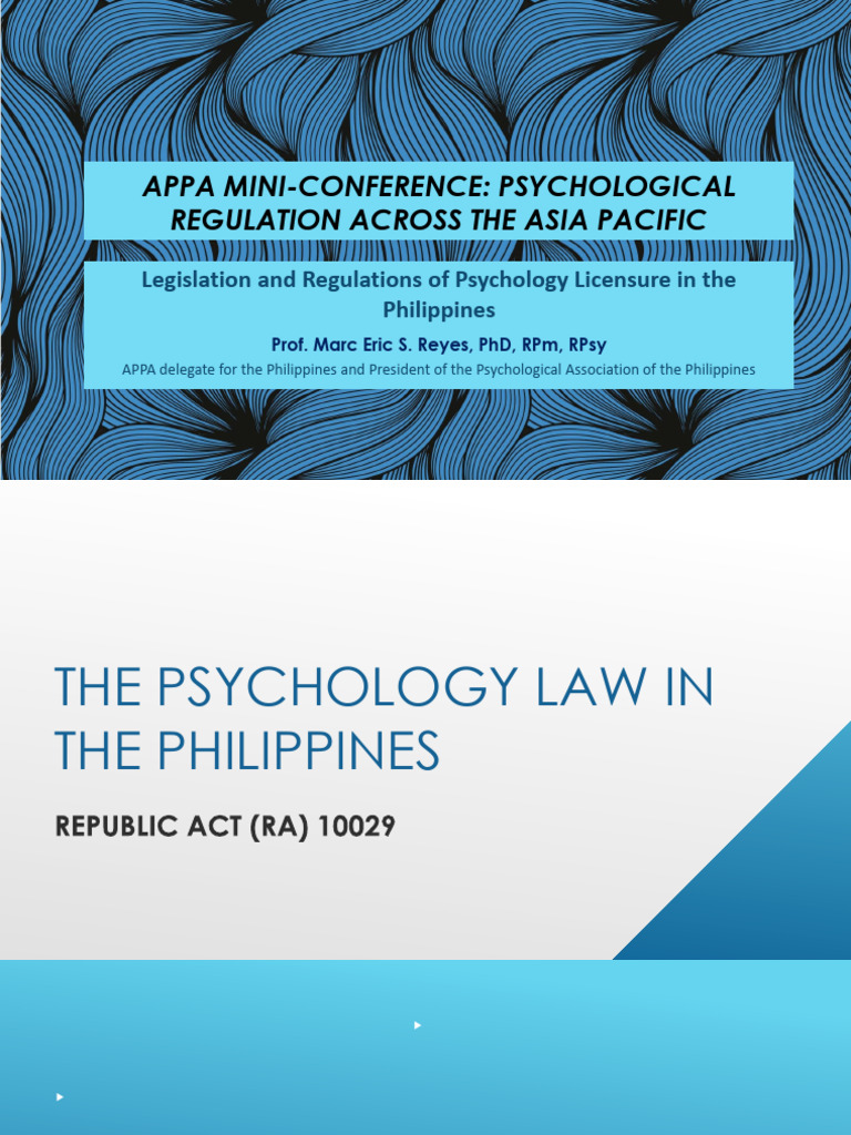 Regulation in Philippines DR Marc Reyes | PDF | Psychologist | Psychology