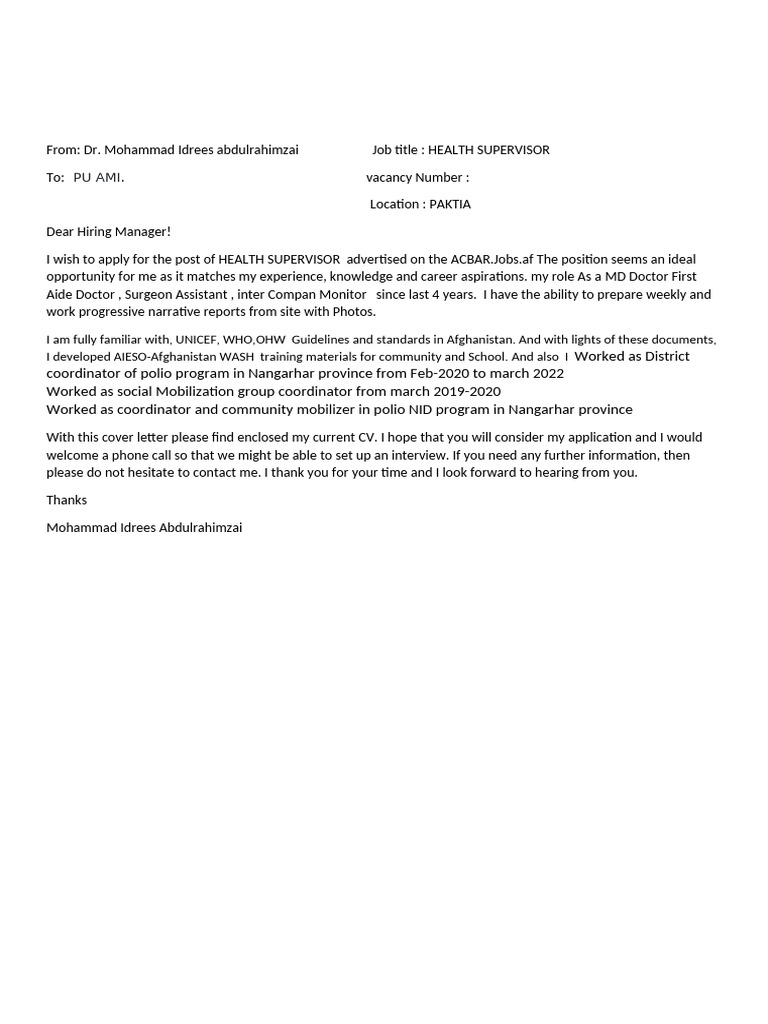 DR Mohammad Idrees CV ... HR | PDF | Health Care | Medicine