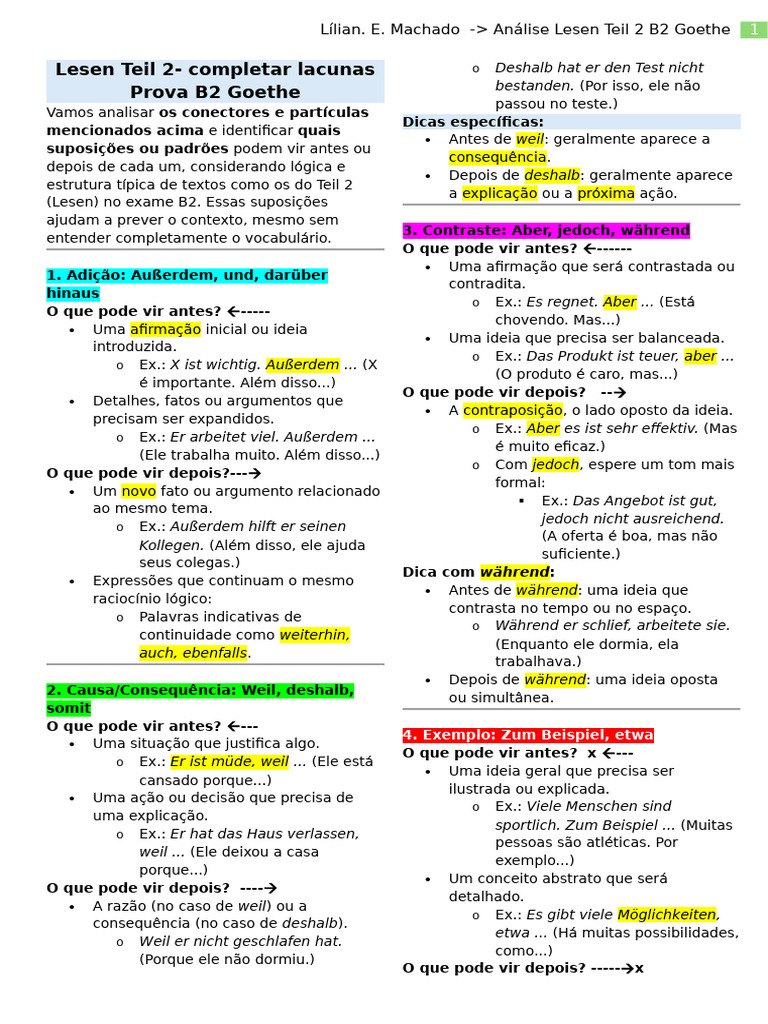 Análise de Conectores no Lesen B2 | PDF