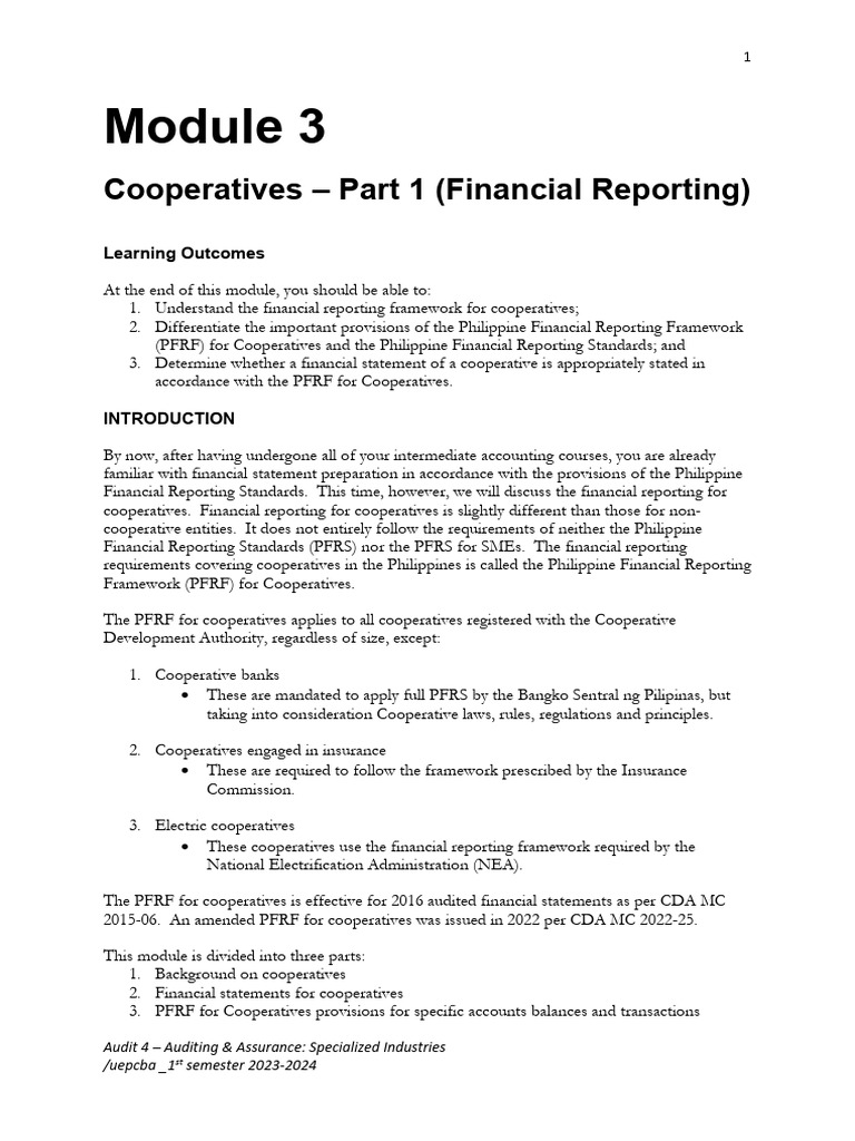 Module 3 Cooperatives Part 1 v2 | PDF | Equity (Finance) | Income Statement